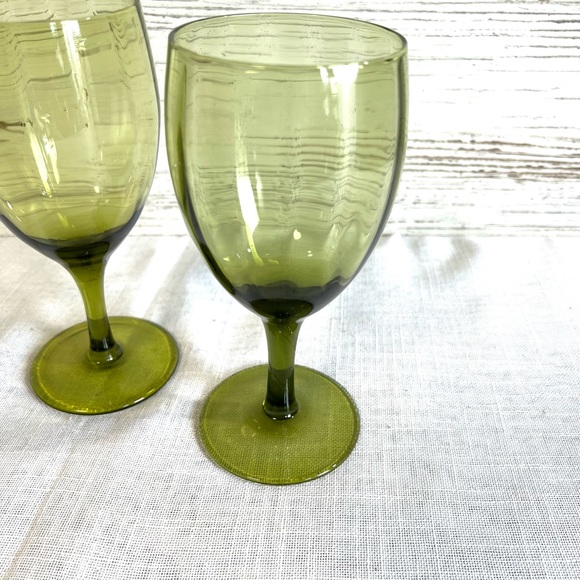Dining | Stemware Glasses Green Glass Wine Water Stemware | Poshmark